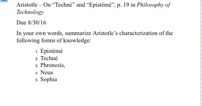 Aristotle - On "Techne" and ''Episteme", p. 19 in | Chegg.com