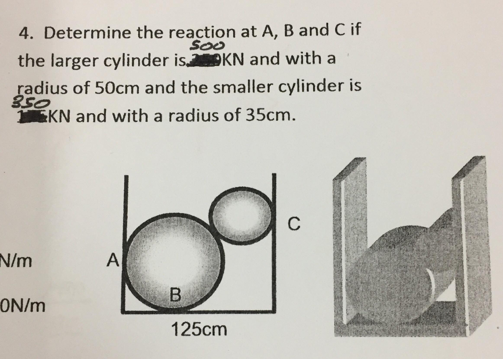 Solved 4. Determine the reaction at A, B and C if the larger | Chegg.com
