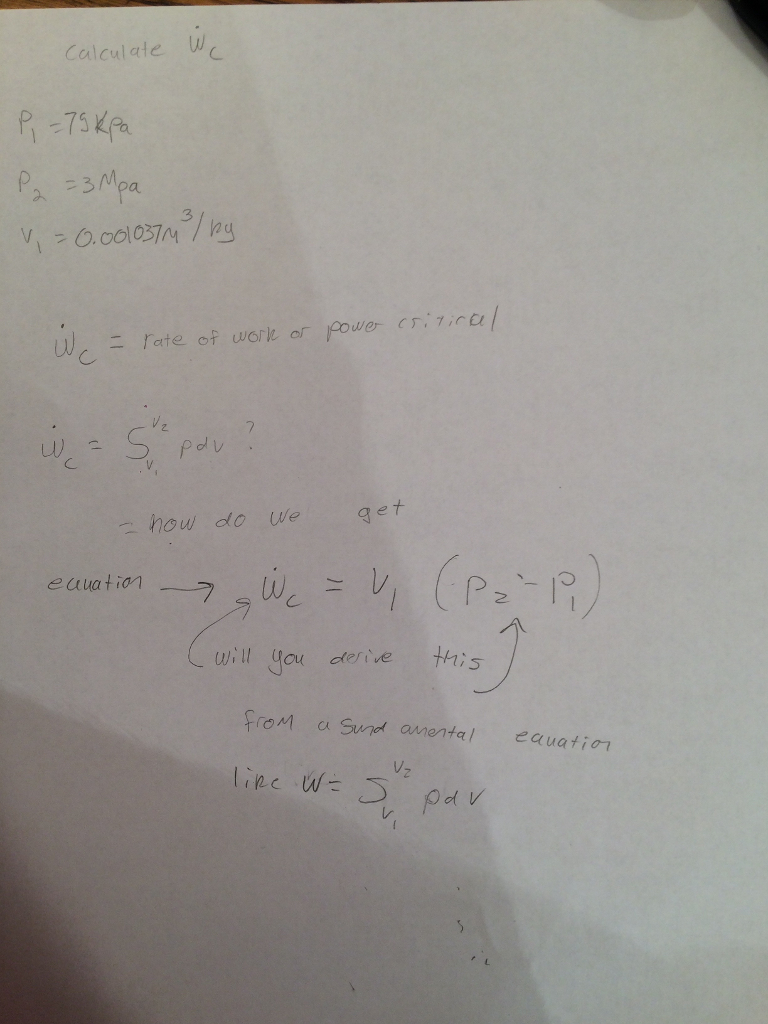 Solved Thermo dynamics rate of work equations and derivation | Chegg.com