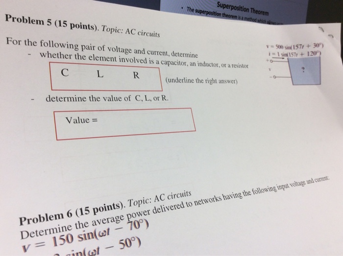 Solved For the following pairs of voltage + currents | Chegg.com