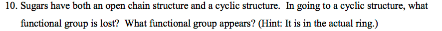 Solved Sugars have both an open chain structure and a cyclic | Chegg.com