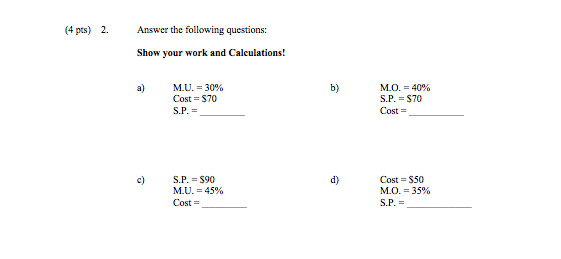 Solved Answer the following questions: Show your work and | Chegg.com