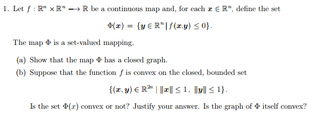 Solved Let f R^n times R^n rightarrow R be a continuous map | Chegg.com