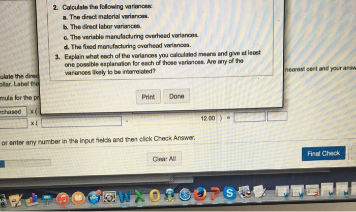 Solved 2. Calculate the following variances: a. The direct | Chegg.com Solved 2. Calculate the following variances: a. The direct | Chegg.com