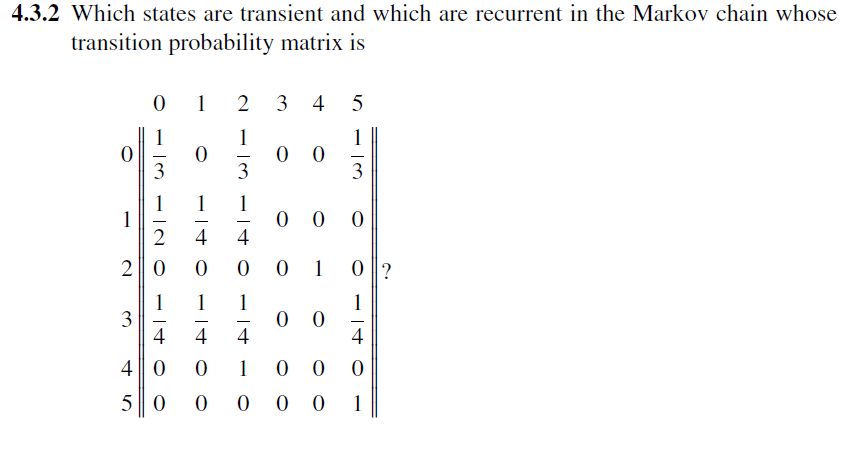 Solved Which states are transient and which are recurrent in | Chegg.com
