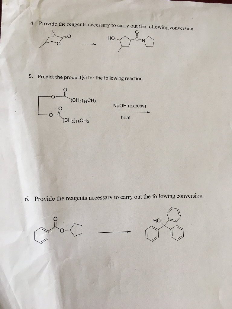 Solved Provide the reagents necessary to carry out the | Chegg.com