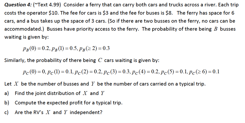 Solved Consider a ferry that can carry both cars and trucks | Chegg.com