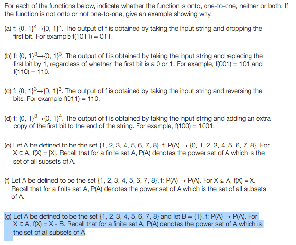 Solved For each of the functions below, indicate whether the | Chegg.com