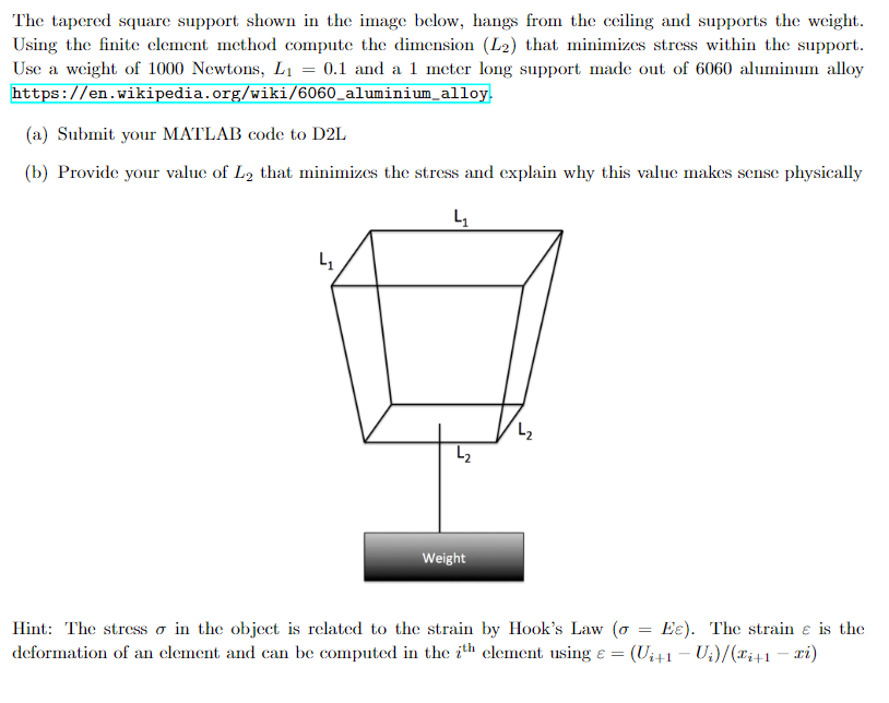 The tapered square support shown in the image below, | Chegg.com