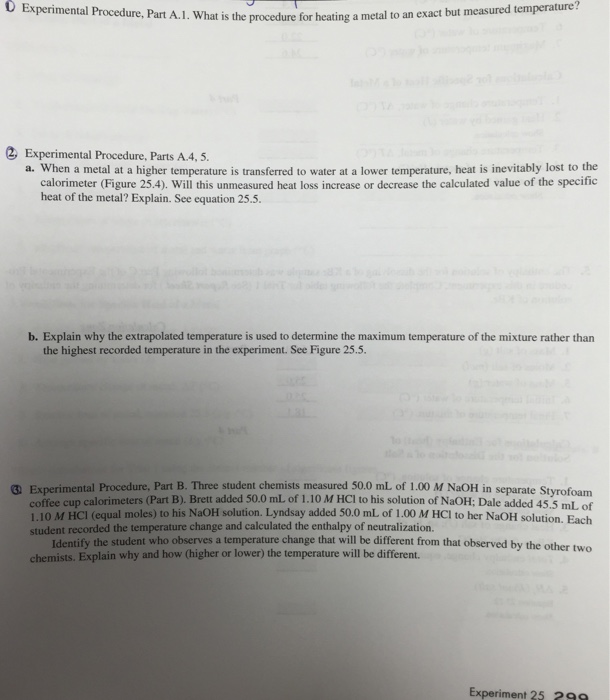 Solved Experimental Procedure. Pan A. 1. What is the | Chegg.com