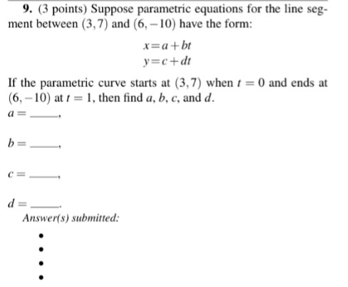 Solved suppose parametric equations for the line segment | Chegg.com