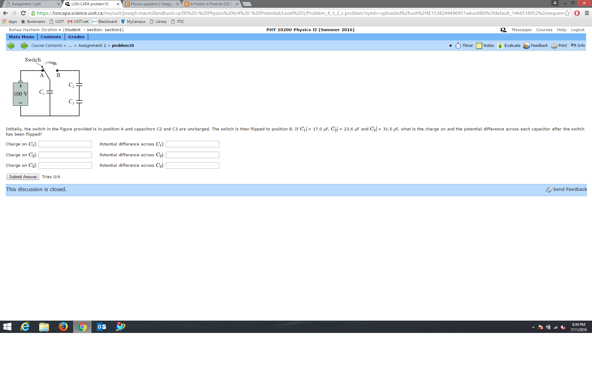 Solved Initially, the switch in the figure provided is in | Chegg.com