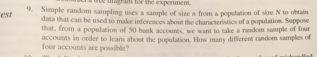 Solved iucl a ee tiagram for the experiment. Simple random | Chegg.com