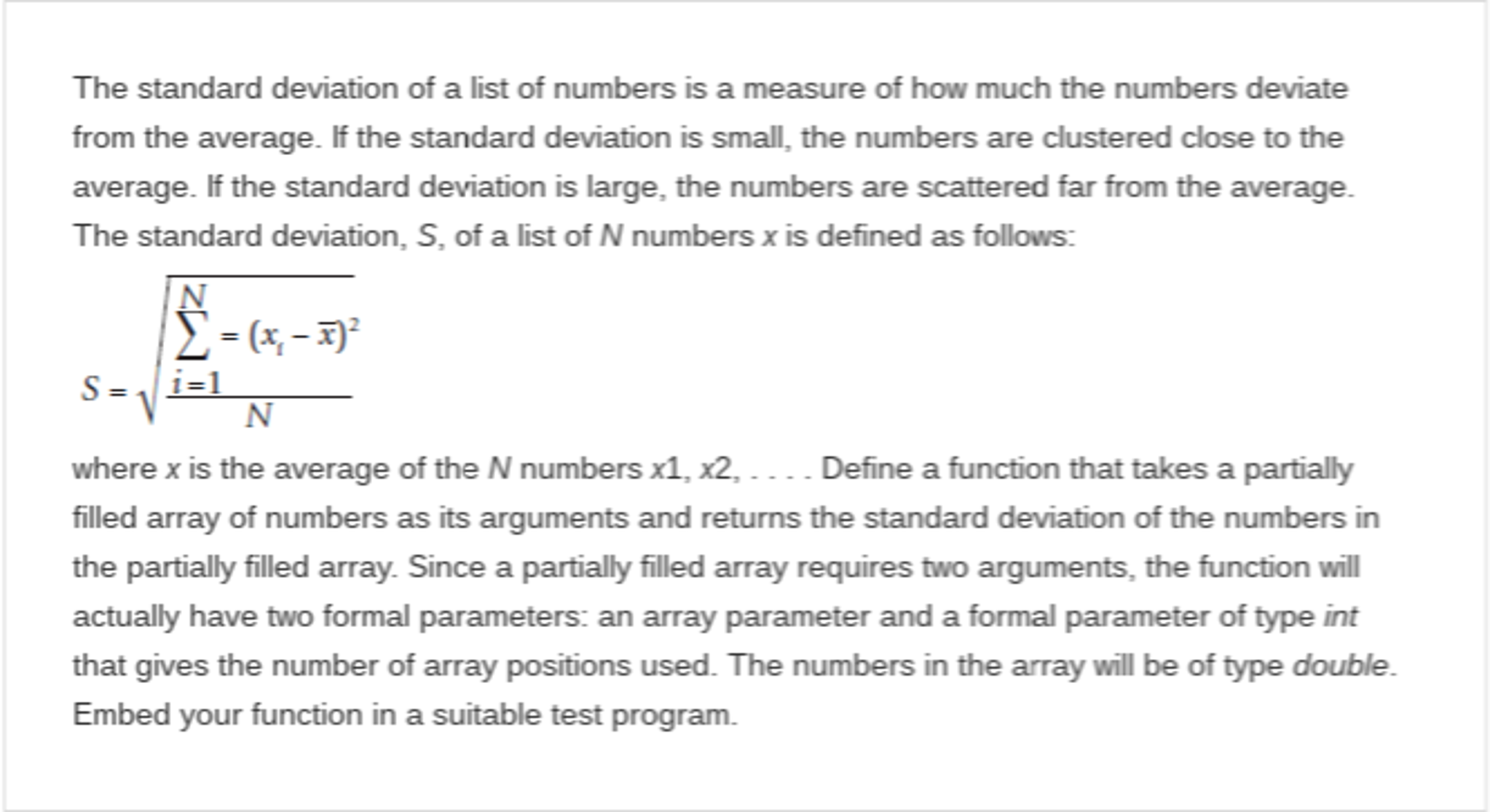 Solved The standard deviation of a list of numbers is a | Chegg.com