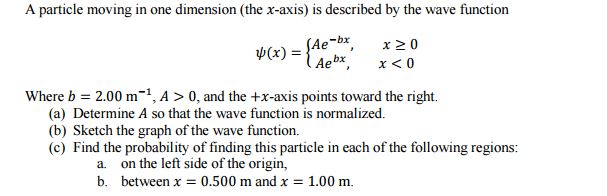 Solved A particle moving in one dimension (the x-axis) is | Chegg.com