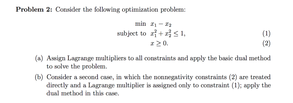 Solved Consider The Following Optimization Problem Min X 1