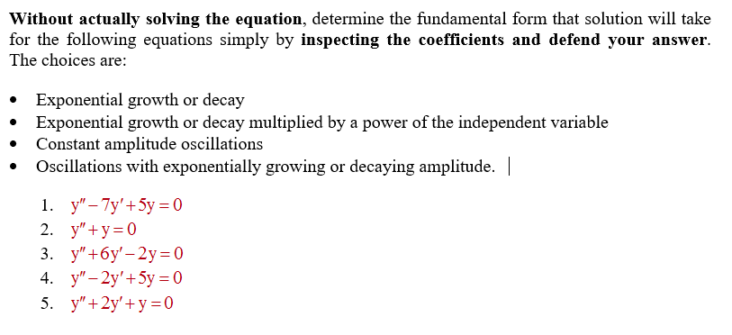 Without actually solving the equation, determine the | Chegg.com
