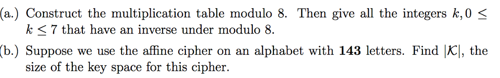 Solved ( a) Construct the multiplication table modulo 8, | Chegg.com