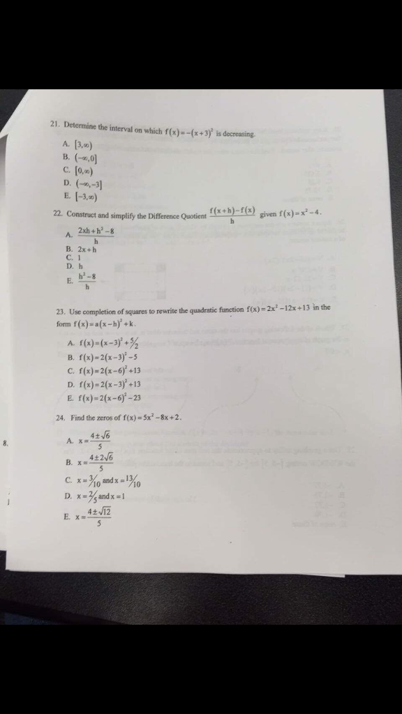 Solved Determine the interval on which f(x) = -(x + 3)^2 is | Chegg.com