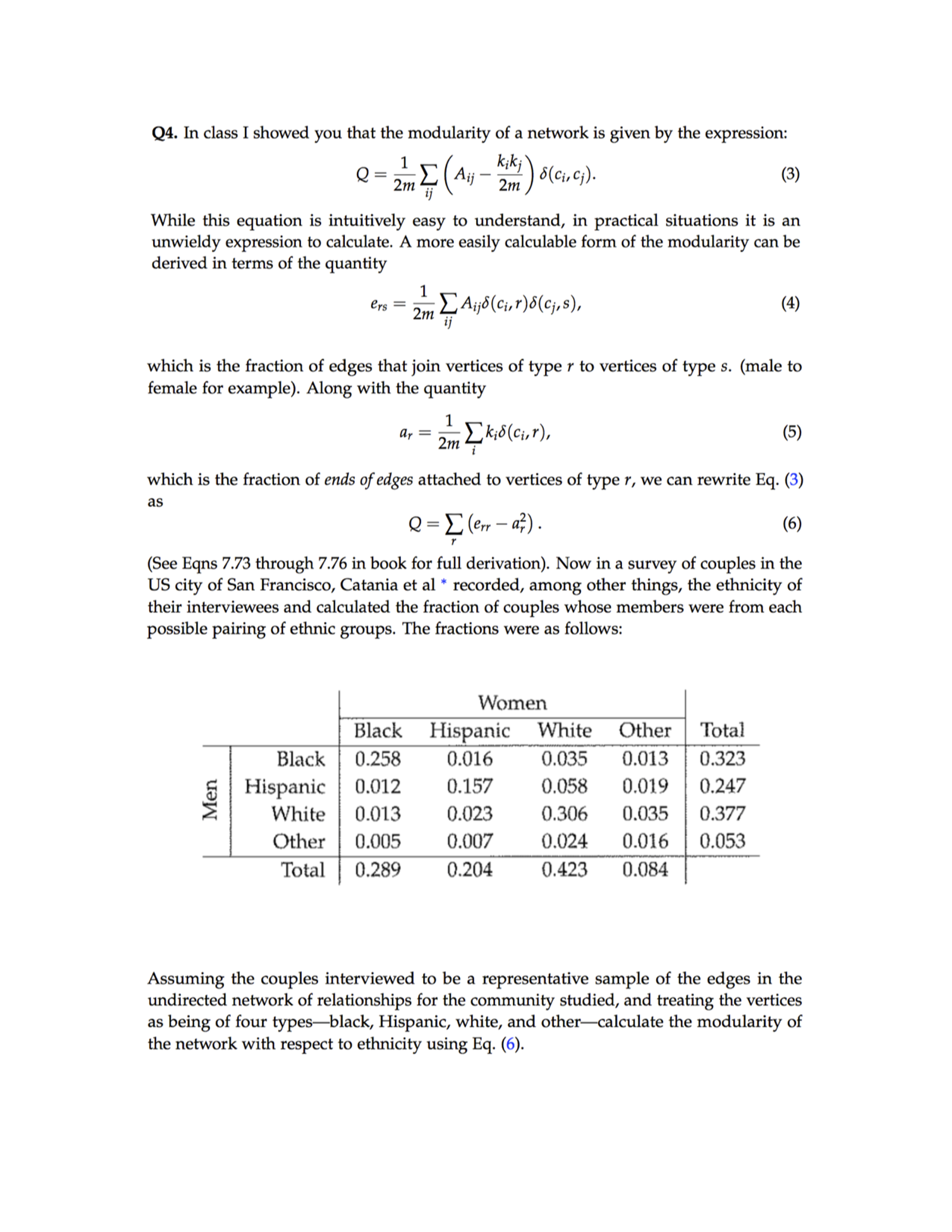 Solved In class I showed you that the modularity of a | Chegg.com