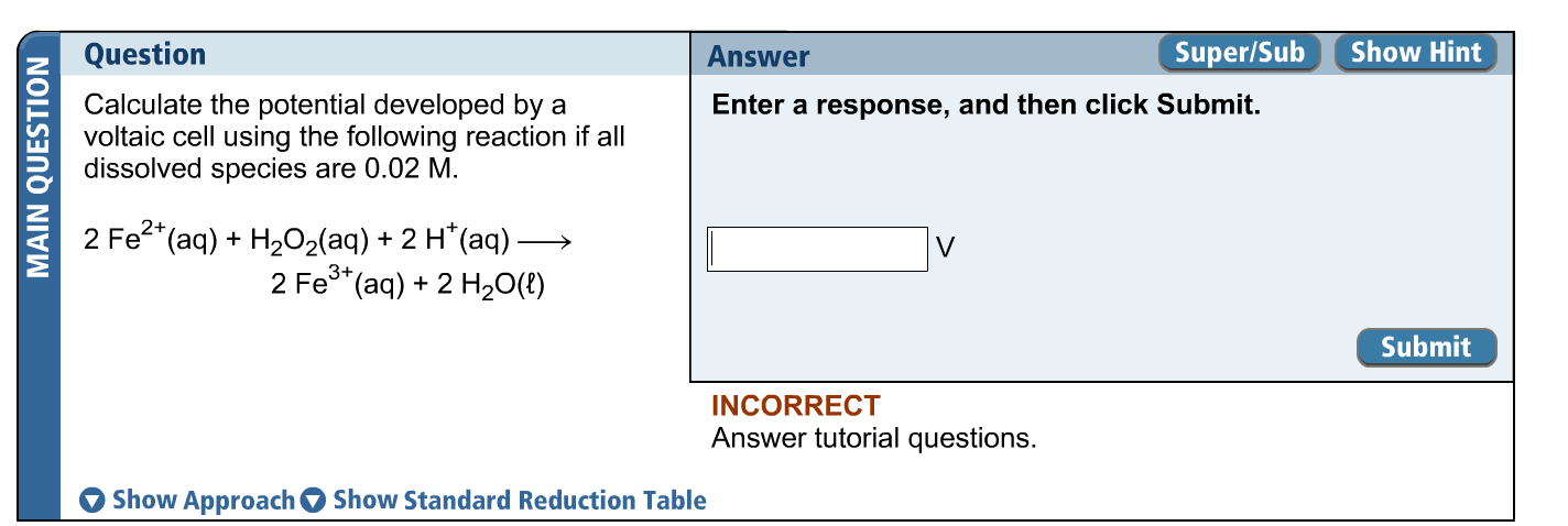 Solved Calculate The Potential Developed By A Voltaic Cell