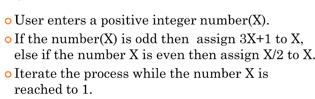 Solved o User enters a positive integer number(X). o If the | Chegg.com