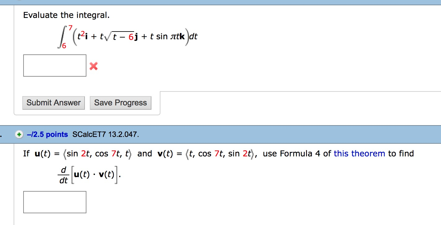 Solved Evaluate the integral. Integral_6^7 (t^2i + t square | Chegg.com