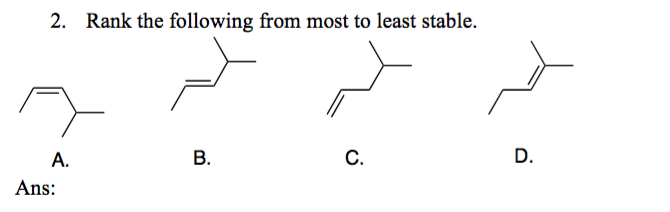 Solved Rank the following from most to least stable. | Chegg.com