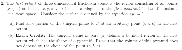 Solved The first octant of three-dimensional Euclidean space | Chegg.com