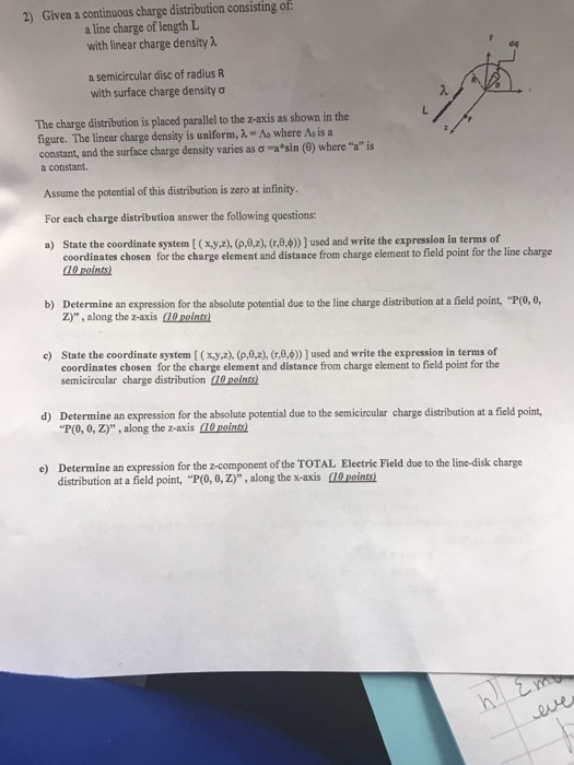 Solved Given a continuous charge distribution consisting of | Chegg.com