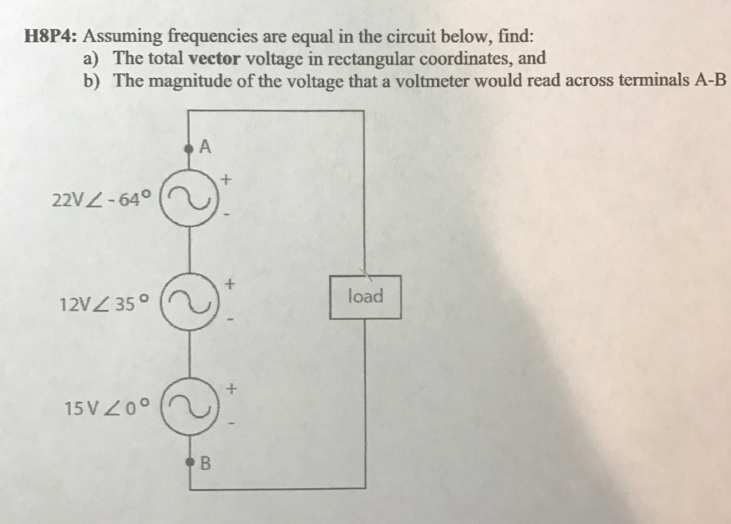 Solved Assuming frequencies are equal in the circuit below, | Chegg.com