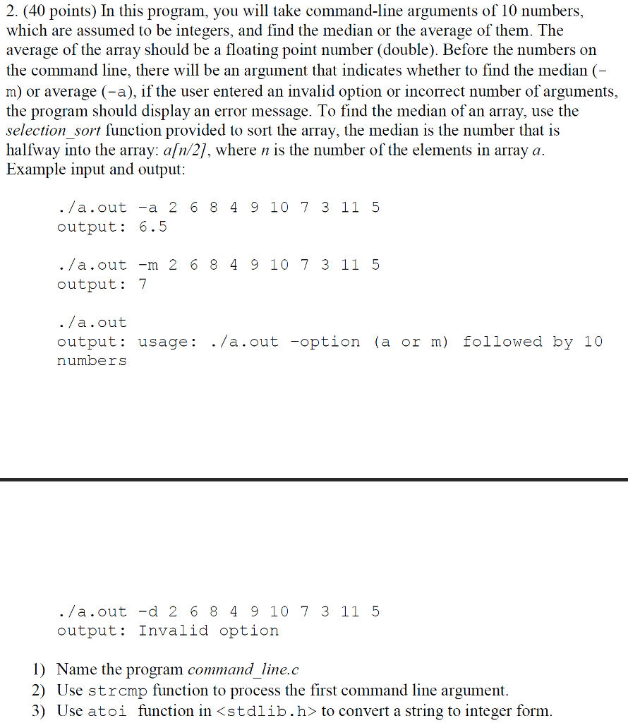 Solved 2. (40 points) In this program, you will take | Chegg.com