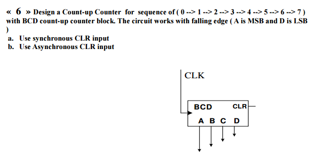 Solved Design a count up counter for sequence of | Chegg.com