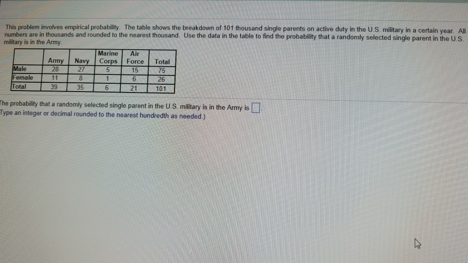 Solved This problem involves empirical probability. The | Chegg.com