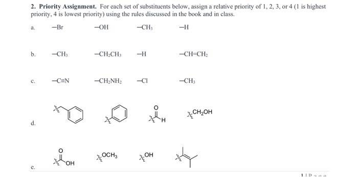 Solved Priority Assignment. For each set of substituents | Chegg.com