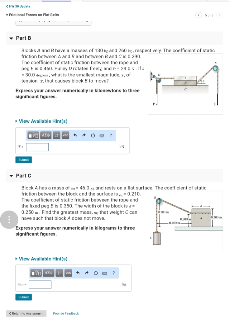 Solved HW 30 Update + Frictional Forces on Flat Belts 5 of 5 | Chegg.com
