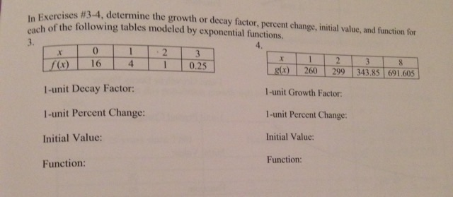 Solved In exercise #3-4, determine the growth or decay | Chegg.com
