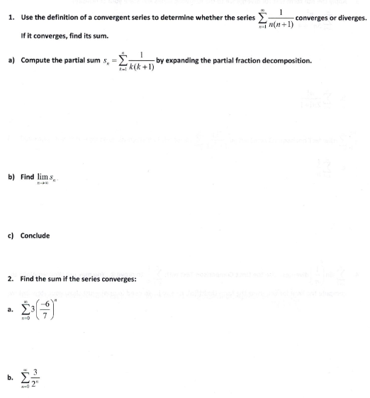 Solved 1 Use the definition of a convergent series to | Chegg.com