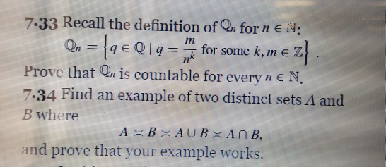 Solved 7-33 Recall the definition of Qn for n E N: | Chegg.com