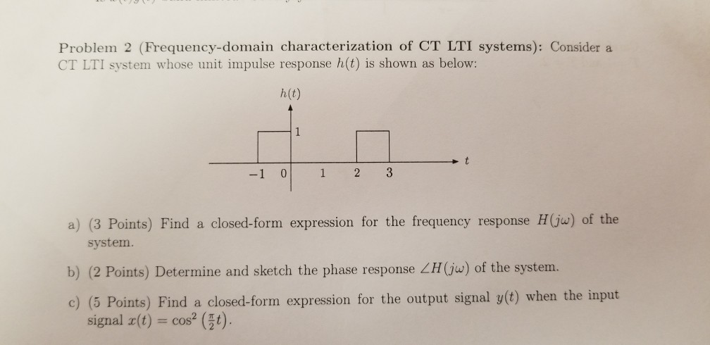Solved Problem 2 (Frequency-domain characterization of CT | Chegg.com