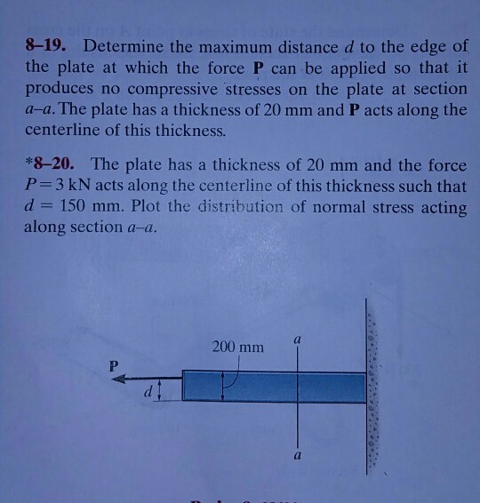 Solved 8-19. Determine the maximum distance d to the edge of | Chegg.com