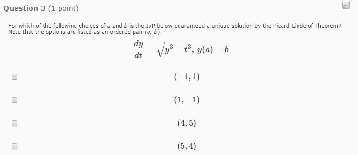 Solved For which of the following choices of a and b is the | Chegg.com