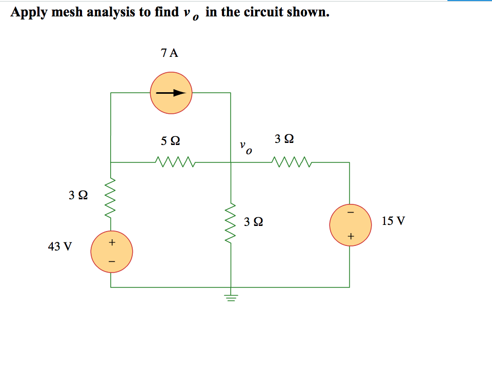 Solved Apply mesh analysis to find vo in the circuit shown. | Chegg.com