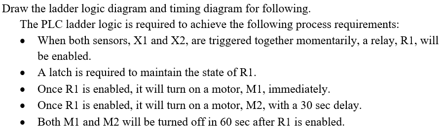 Solved Draw the ladder logic diagram and timing diagram for | Chegg.com
