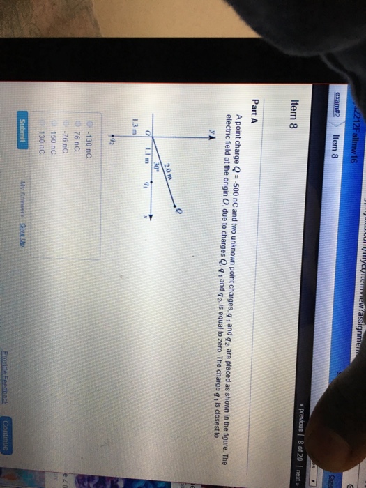 Solved A point charge Q = -500 nC and two unknown point | Chegg.com