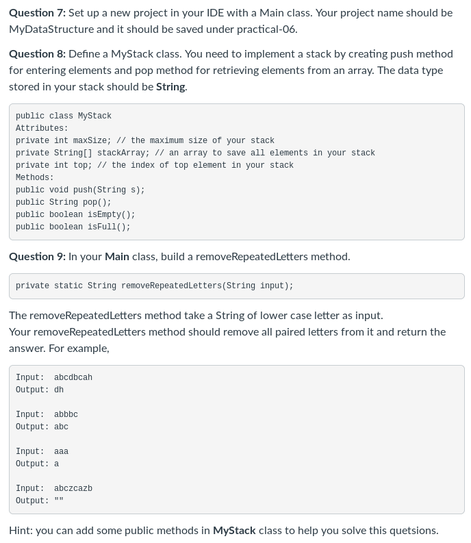 Solved Question 7: Set up a new project in your IDE with a | Chegg.com