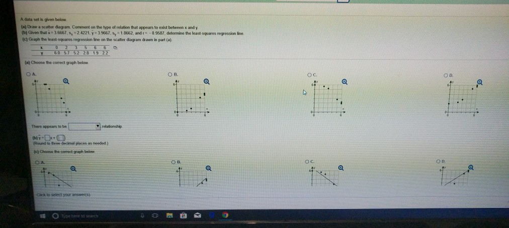 Solved A data set is given below (a) Draw a scalter diagram | Chegg.com