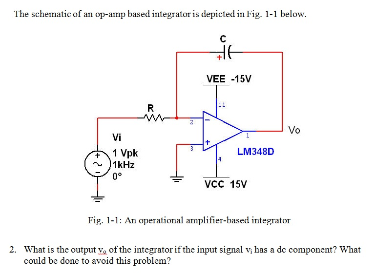 Solved The schematic of an op-amp based integrator is | Chegg.com