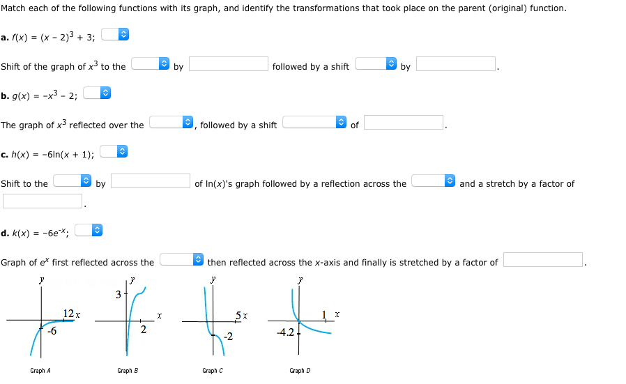 Solved Match each of the following functions with its graph, | Chegg.com