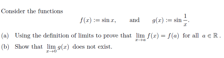 Solved Consider the functions f(x) : = sinx, and g(x) : = | Chegg.com